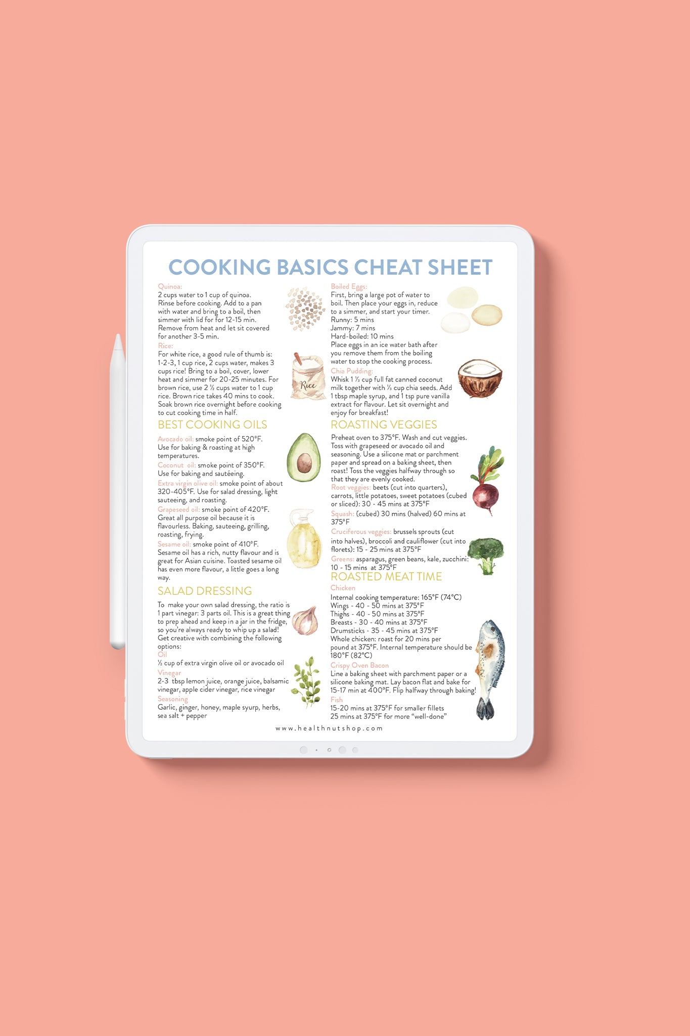 Cooking & Baking Basics Cheat Sheet – HealthNut Nutrition