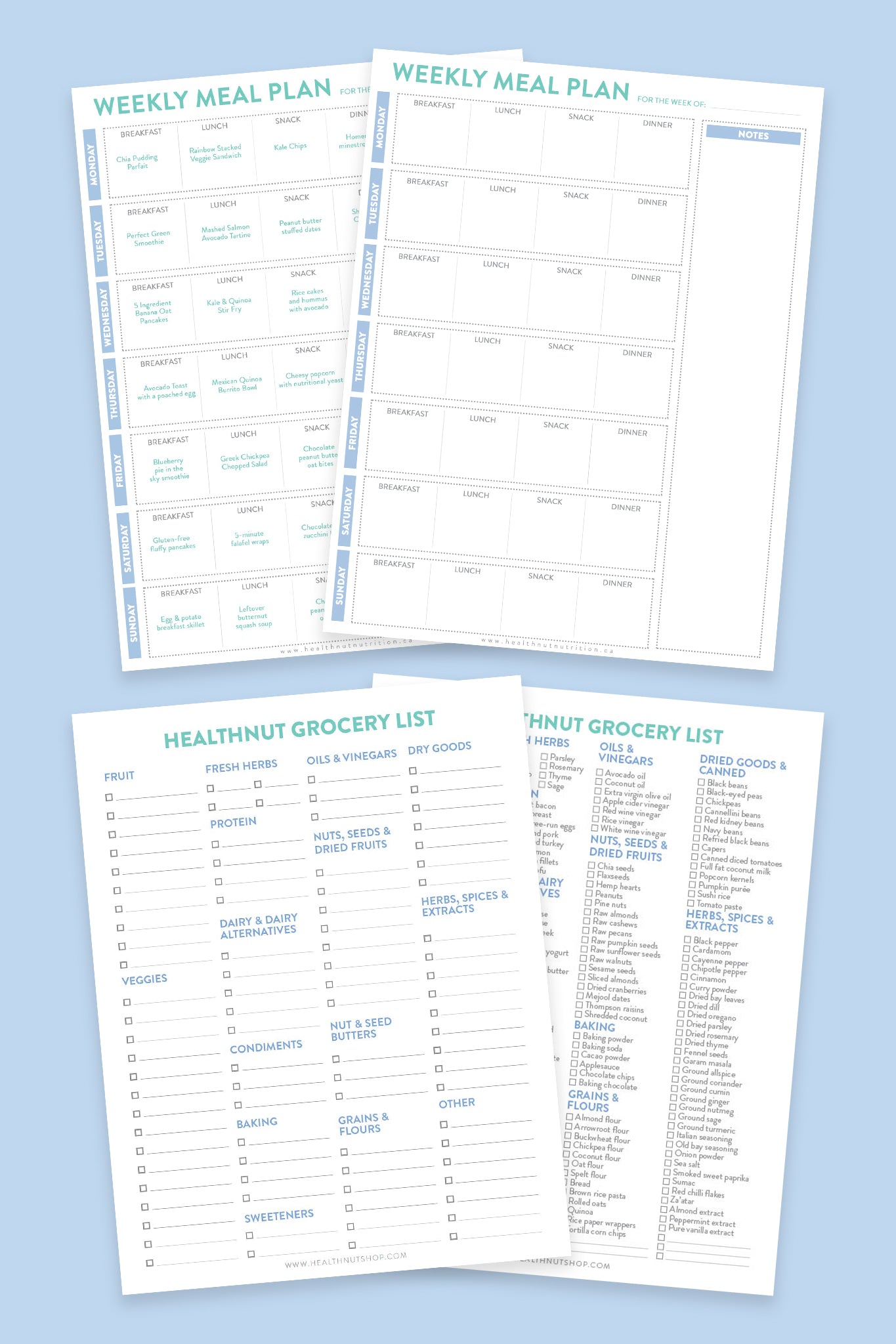 Meal Planner & Grocery List Bundle – HealthNut Nutrition